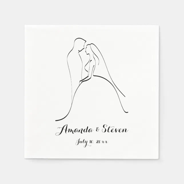 Bride and Groom | Wedding Paper Napkins | Zazzle