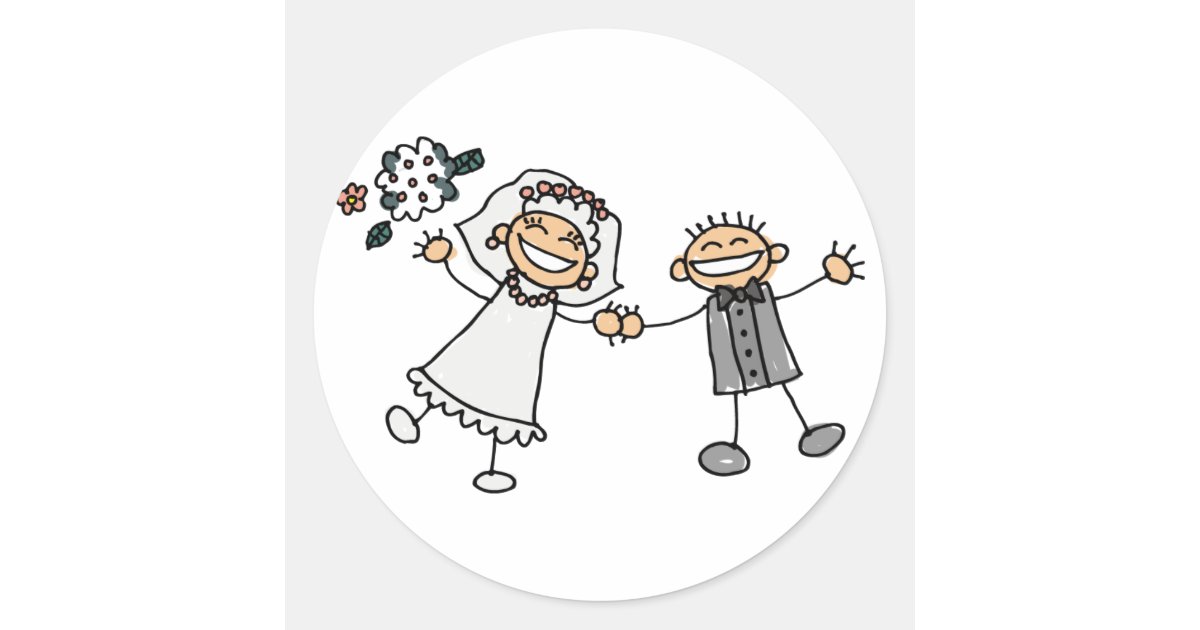 Bride and Groom Wedding Stickers | Zazzle