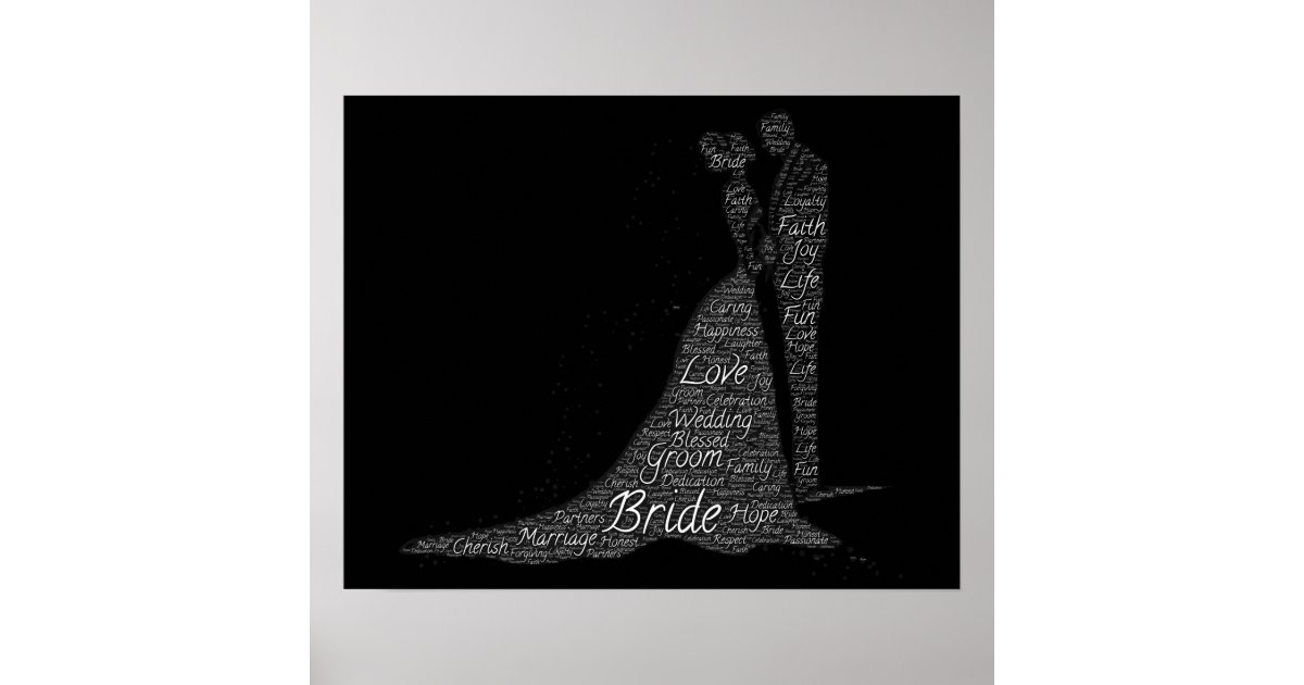 Bride and Groom Word Art Poster | Zazzle