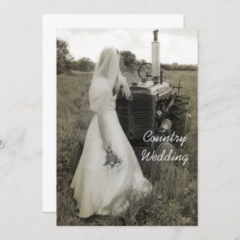 Bride and Tractor Country Wedding Invitation | Zazzle