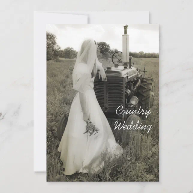 Bride and Tractor Country Wedding Invitation | Zazzle