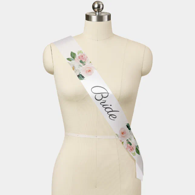 Bride Bachelorette Party Sash Airy Blush | Zazzle
