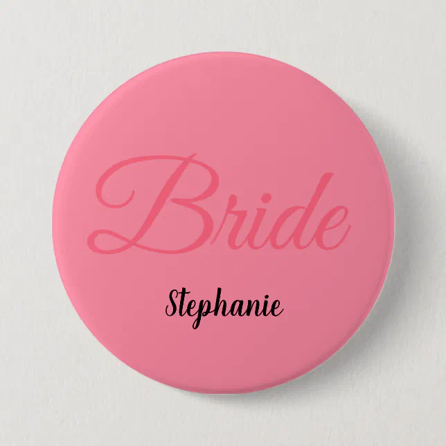 Bride Bridal Shower Monogram Name Custom Wedding Button | Zazzle