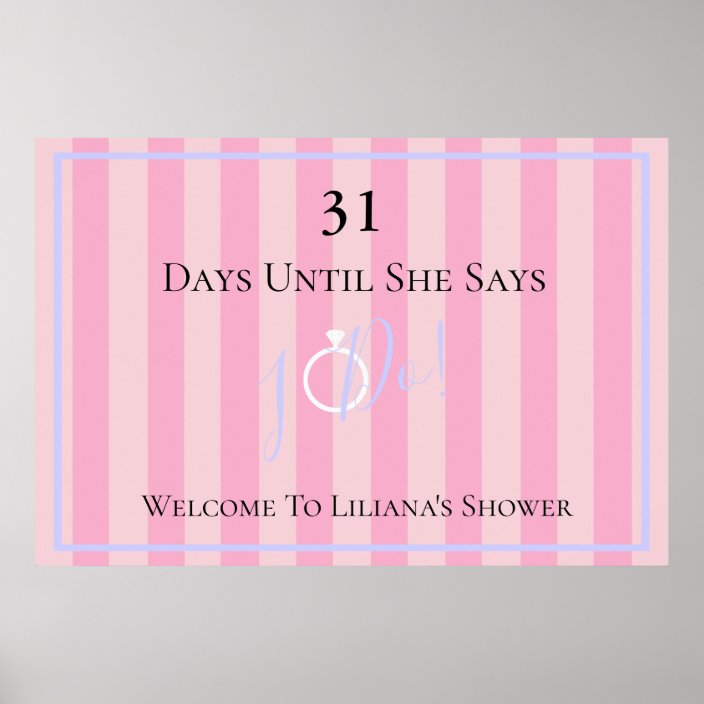 BRIDE & Bridesmaids Pink Bridal Wedding Countdown Poster | Zazzle.com