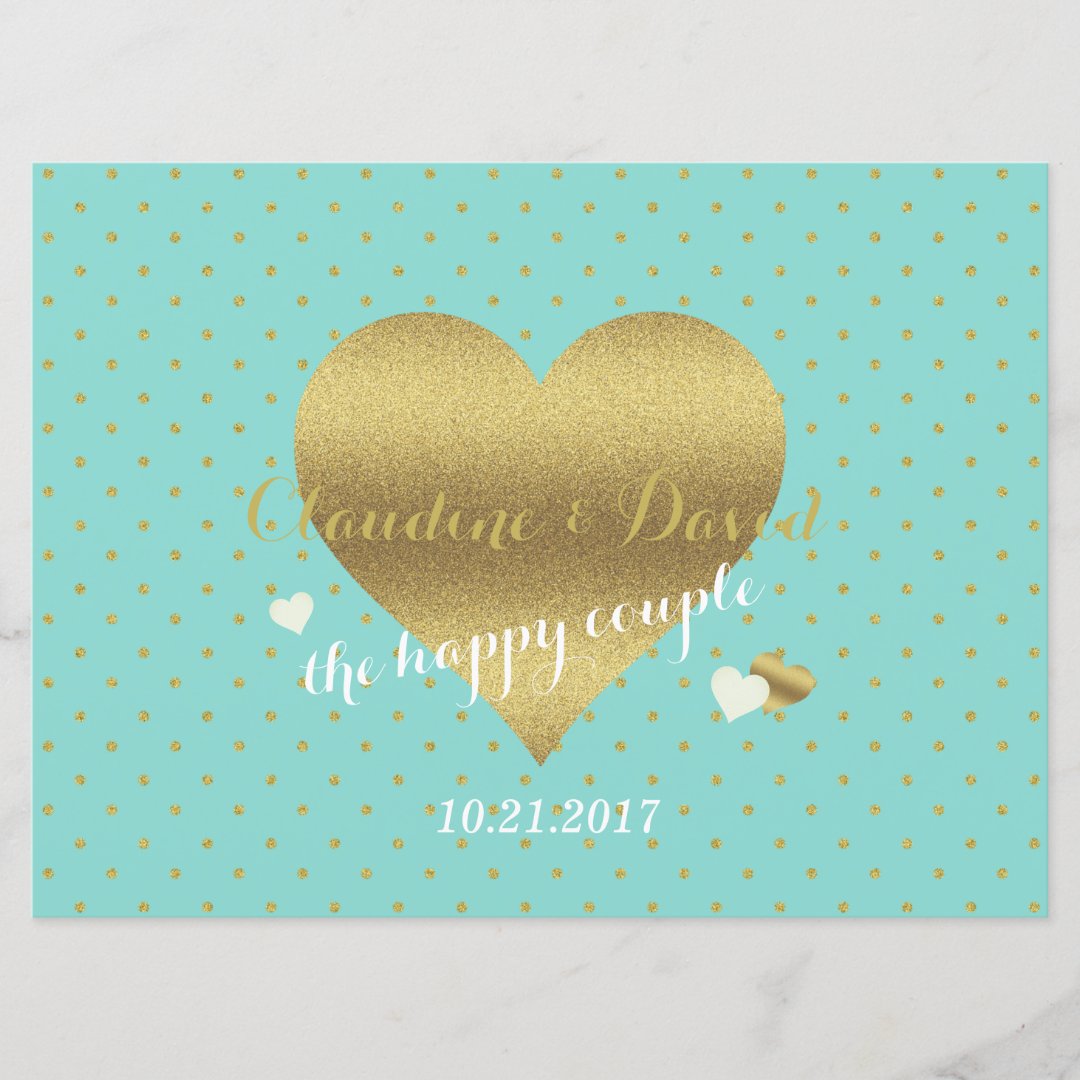 Bride & Co Blue & Gold Polka Dot Wedding Ceremony Program | Zazzle