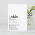 Bride Definition Black And White Bridal Shower Invitation | Zazzle