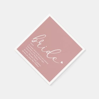Bride Definition Bridal Shower Blush Pink Script Napkins | Zazzle