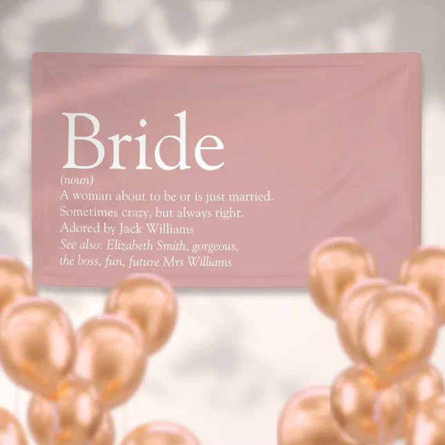 Bride Definition Bridal Shower Dusty Rose Banner | Zazzle