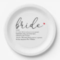 Bride Definition Bridal Shower Script Modern Paper Plates | Zazzle