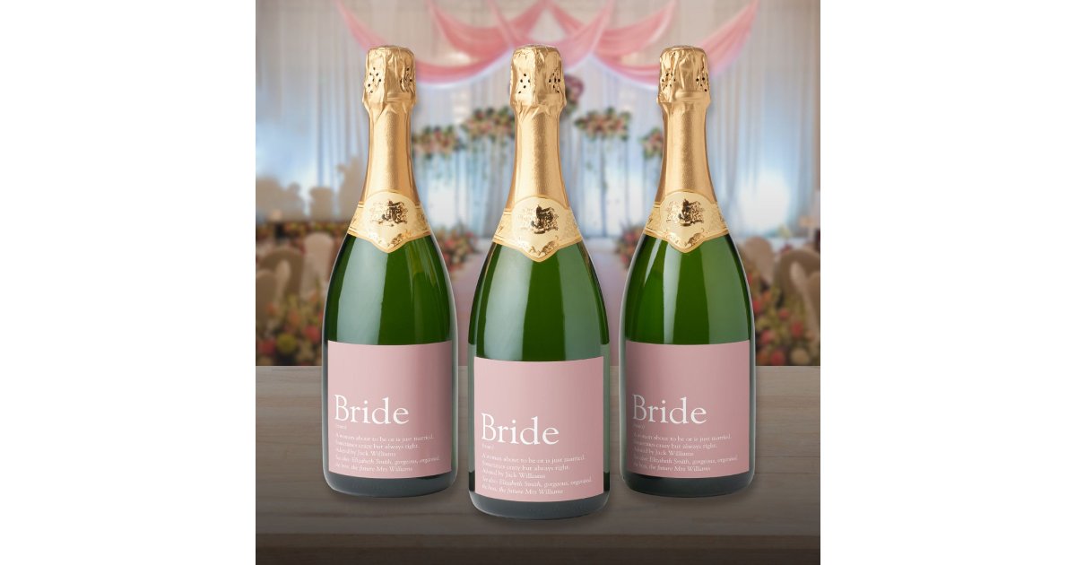 Bride Definition Bridal Shower Wedding Dusty Rose Sparkling Wine Label ...