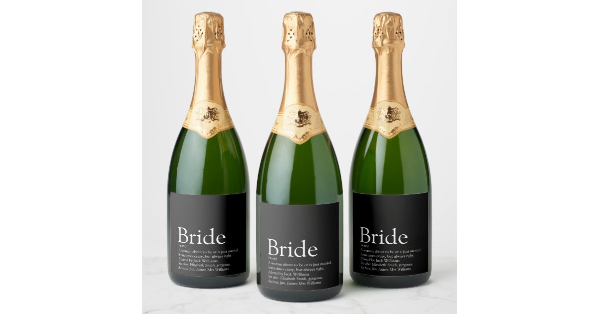 Bride Definition, Bridal Shower, Wedding Sparkling Wine Label | Zazzle
