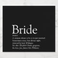 Bride Definition, Bridal Shower, Wedding Sparkling Wine Label | Zazzle