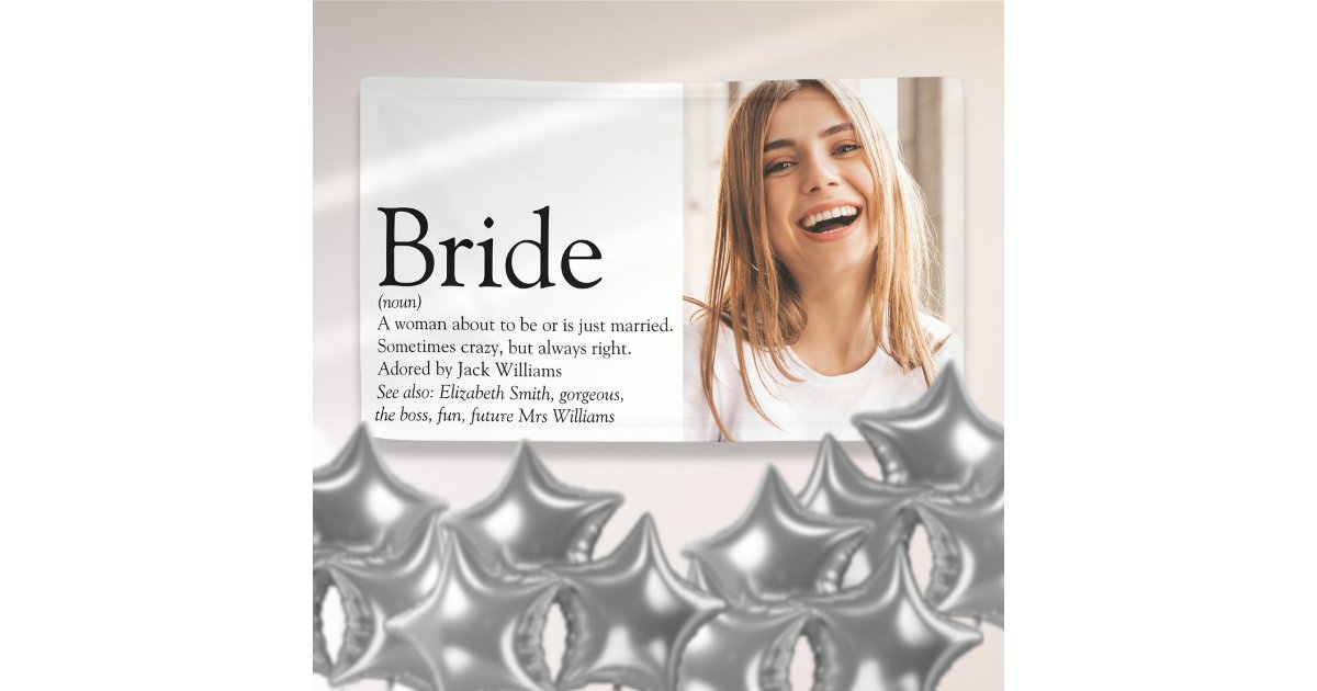 Bride Definition Photo Bridal Shower Wedding Banner | Zazzle