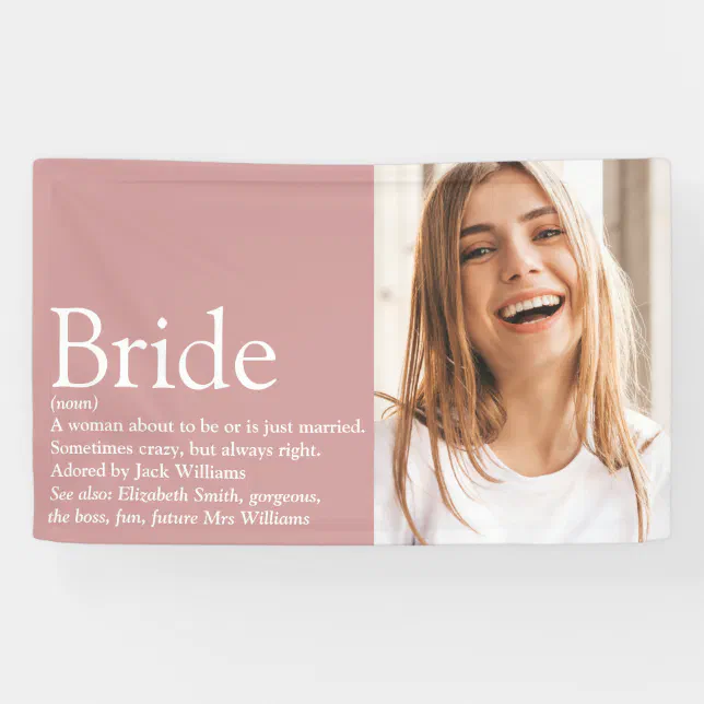 Bride Definition Photo Bridal Shower Wedding Banner | Zazzle