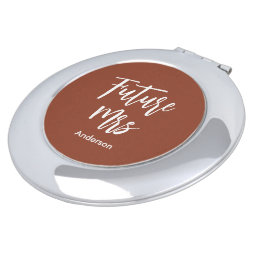 Bride Future Mrs Brown Terracotta Wedding Compact Mirror | Zazzle