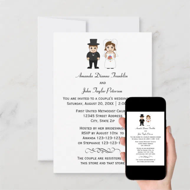 Bride & Groom - 3x5 Couple's Shower Invitation | Zazzle