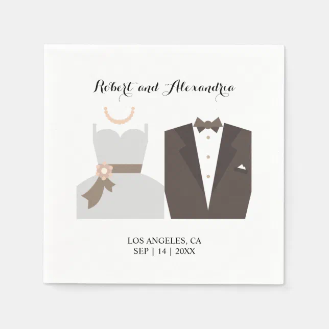 Bride & Groom Bridal Shower Wedding Reception Napkins | Zazzle