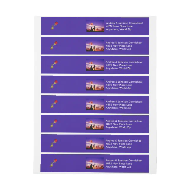 Bride & Groom in Sunset Wrap Around Address Labels | Zazzle