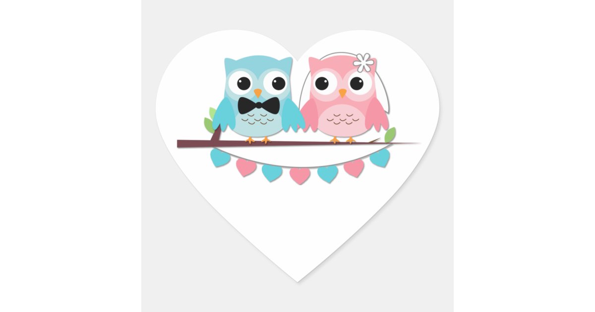 Bride, Groom Owl Sticker | Zazzle