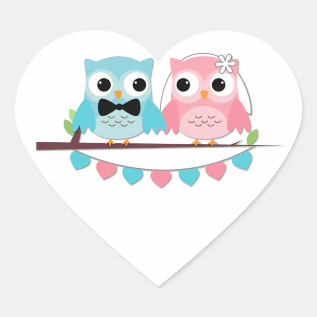 Bride, Groom Owl Sticker | Zazzle