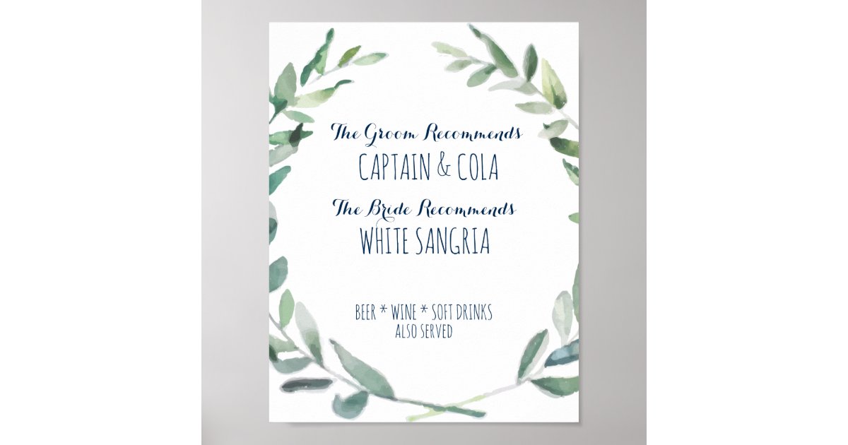 Bride & Groom Signature Drink Poster | Zazzle