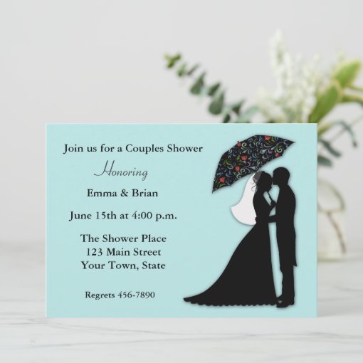 Bride Groom Silhouette Couples Shower Invitation | Zazzle