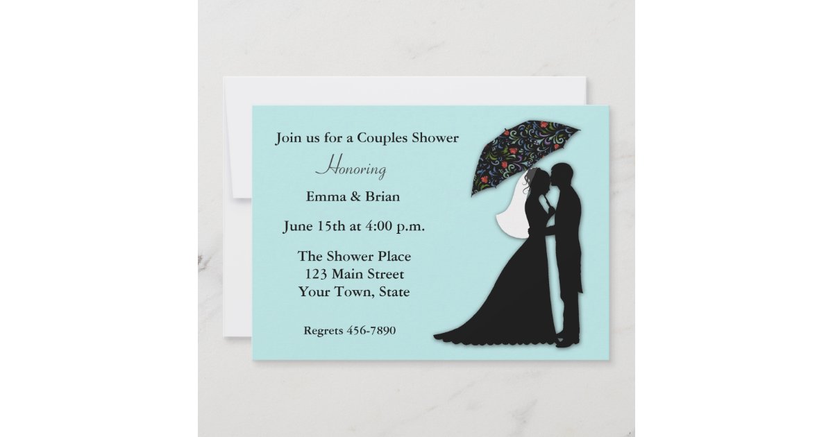 Bride Groom Silhouette Couples Shower Invitation | Zazzle