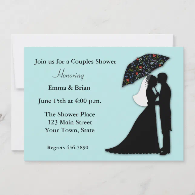 Bride Groom Silhouette Couples Shower Invitation | Zazzle