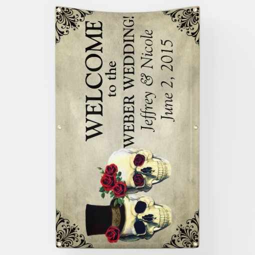 Bride & Groom Skull Wedding Banner | Zazzle