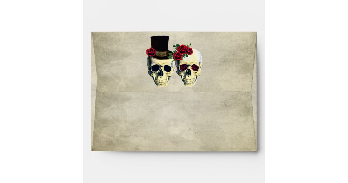 Bride & Groom Skull Wedding Envelope | Zazzle