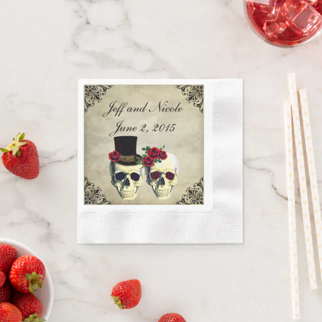 Bride & Groom Skull Wedding Paper Napkins | Zazzle