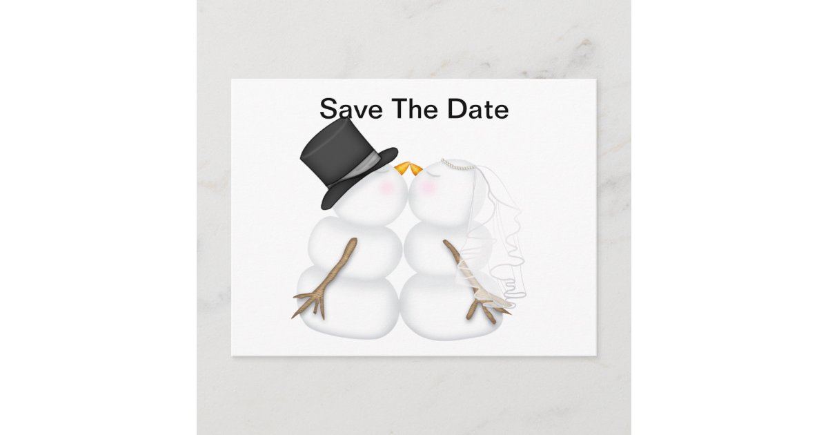 BRIDE & GROOM Snowman Announcement Postcard | Zazzle