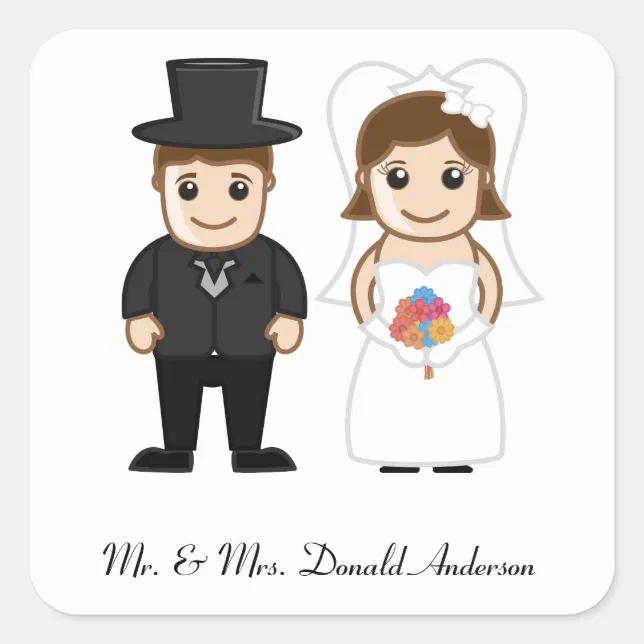Bride & Groom - Square Sticker | Zazzle