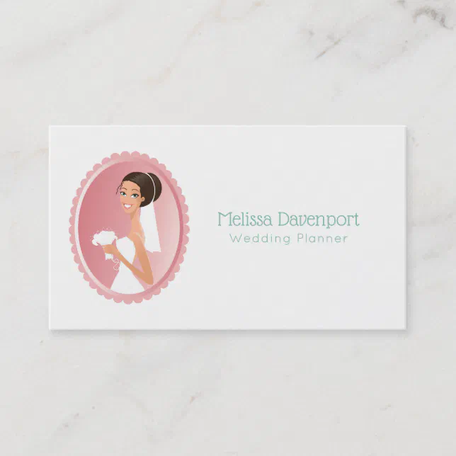 Bride in a White Wedding Dress Holding a Bouquet Business Card | Zazzle