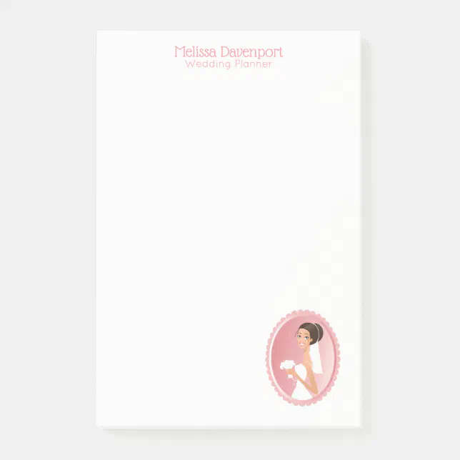 Bride in a White Wedding Dress Holding a Bouquet Post-it Notes | Zazzle