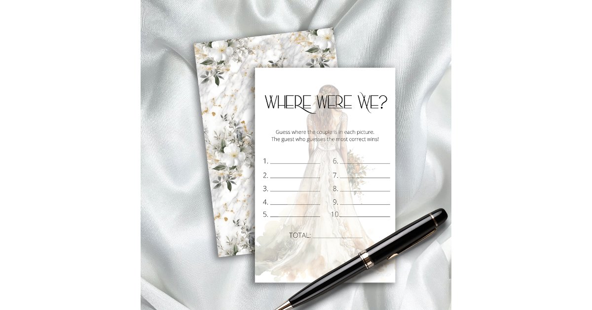 Bride in gown Where were we bridal shower game | Zazzle