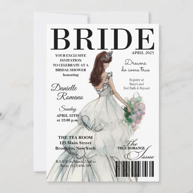 Bride Magazine Modern Bridal Shower Invitations | Zazzle