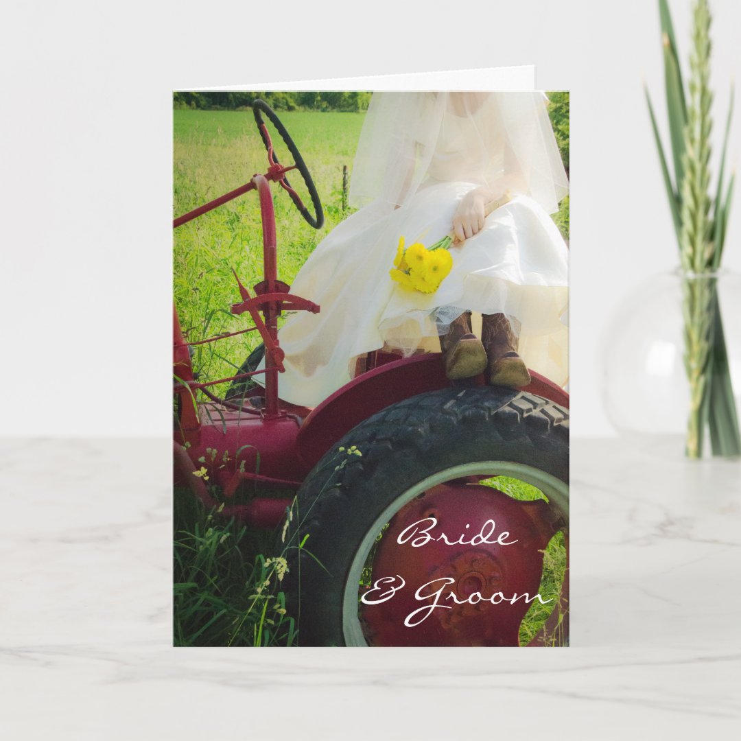Bride on Tractor Country Farm Wedding Invitation | Zazzle