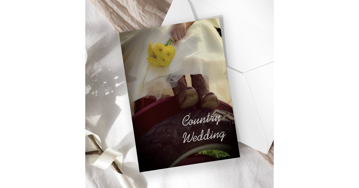 Bride on Tractor Farm Wedding Invitation | Zazzle