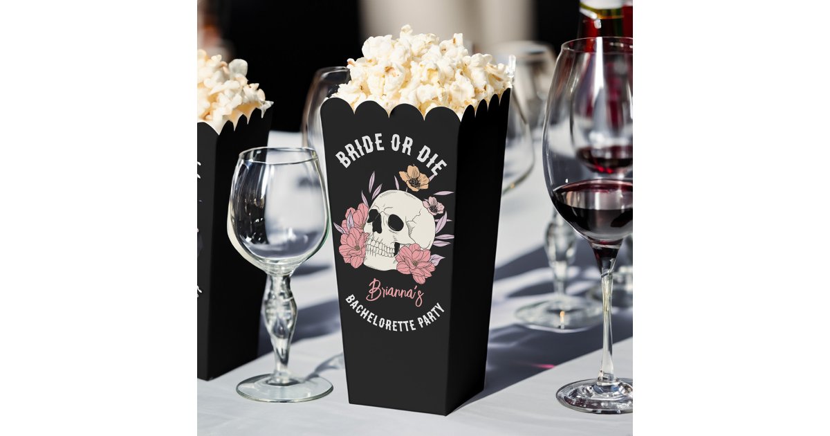 Bride or die black retro skull bachelorette party favor boxes | Zazzle