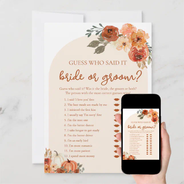 Bride or Groom Guess Who Said it Bridal Shower Invitation | Zazzle