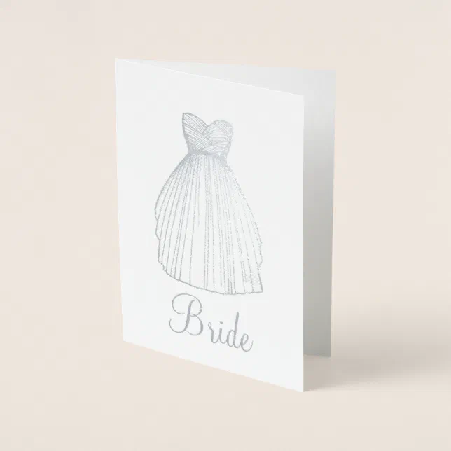 Bride Pretty Metallic Wedding Dress Gown Bridal Foil Card | Zazzle