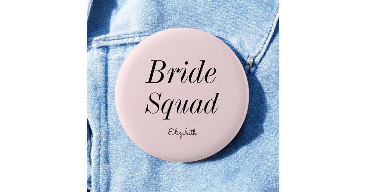 Bride Squad Blush Pink Black Wedding Button | Zazzle