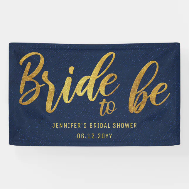Bride to Be Gold Calligraphy Navy Bridal Shower Banner | Zazzle