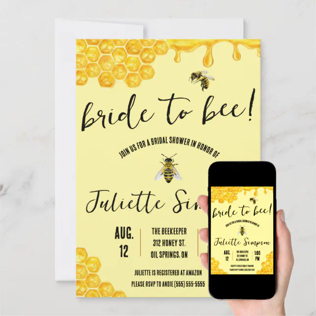 Bride to Bee! Honeybee, Honey, Bridal Shower Invitation | Zazzle