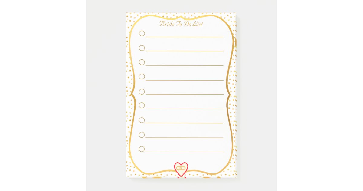 Bride To Do List Post-it Notes | Zazzle