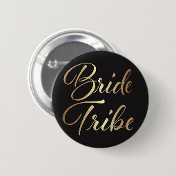 Bride Tribe Bridesmaid Gold Script Buttons | Zazzle