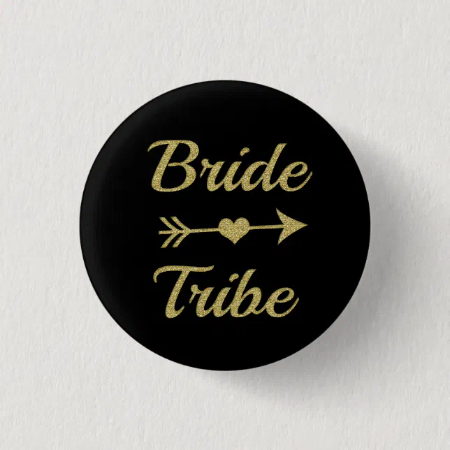 Bride Tribe Bridesmaid women's gold glitter Pinback Button | Zazzle