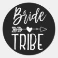 Bride Tribe | Custom Name Black Wedding Classic Round Sticker | Zazzle