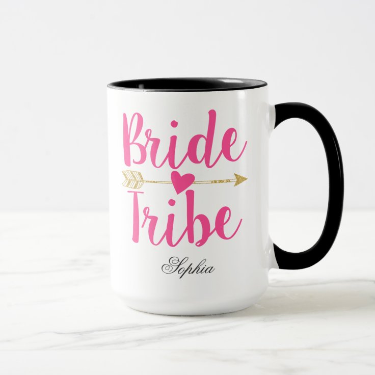 Bride Tribe Personalized Hot Pink Mug | Zazzle